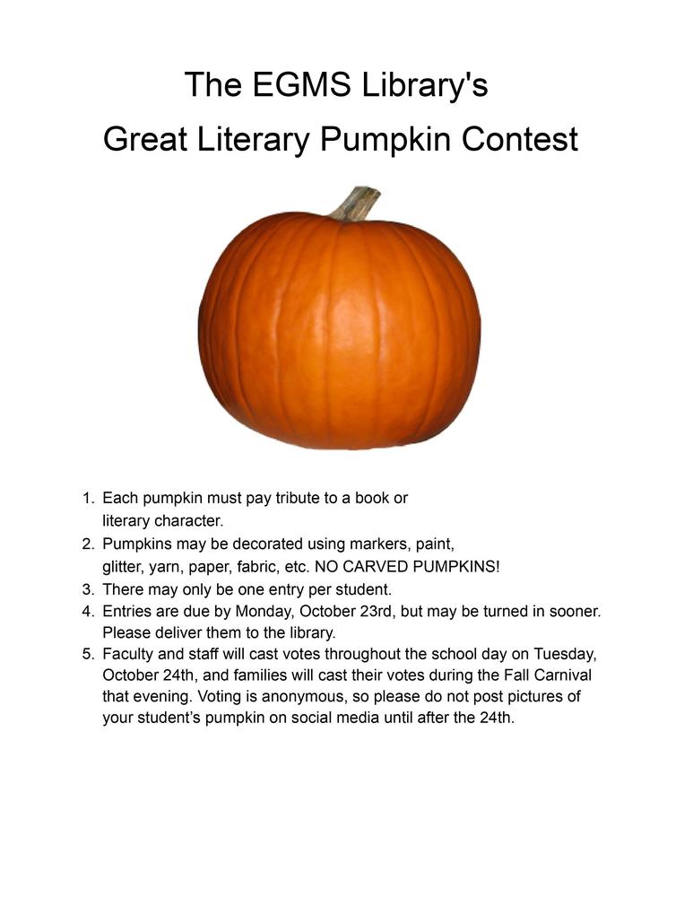 The EGMS Library's Great Literary Pumpkin Contest | Eastern Greenbrier ...